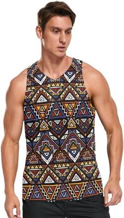 HMZXZ Débardeur dété sans manches pour homme, style ethnique, aztèque, bohème, sport, entraînement, gym, entraînement, t-shirt mandala, multicolore, L