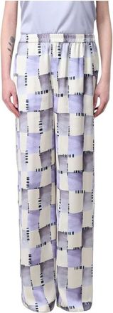 Emporio Armani Pantalon Palazzo &agrave; Carreaux en Cr&ecirc;pe - Femme - Pantalons - Multicolore - Taille: 42 FR