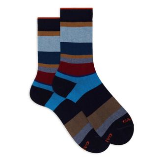 Gallo Gallo, Homme, Sous-vêtements, Multicolore, Taille: M Shorts bleus en coton pour hommes et chaussettes à rayures macro multicolores