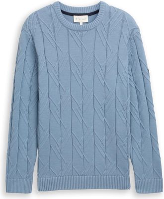 Tom Tailor Herren 1048736 Pullover aus Zopfstrick, 28800-Faded Denim Blue, XL