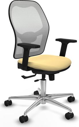 Piqueras y Crespo Arbeitsbankstuhl mit 2D-Armen, h&ouml;henverstellbare Lendenwirbelst&uuml;tze, ausgestattet mit Syncro/Traslack und injiziertem Schaumstoff, Wei&szlig;/Cremefarben