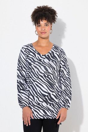 Miamoda T-Shirt T-Shirt Classic Fit Grafikmuster Saum-Bindeband