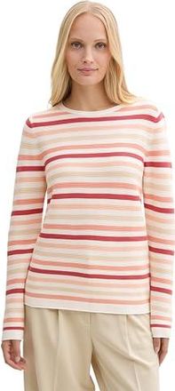 Tom Tailor 1016350 Pull-Over Femme, 37148 - Peachy Knit Stripe Design, S