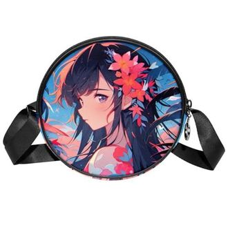 Generic Sac &agrave; bandouli&egrave;re Circle pour femme, petit sac &agrave; bandouli&egrave;re avec fermeture &eacute;clair, bretelles r&eacute;glables, sac &agrave; main rond d&eacute;contract&eacute; pour femmes et fi