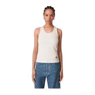 Bottega Veneta Femme, Tops, Blanc, Taille: 40 FR D&eacute;bardeur en jersey c&ocirc;tel&eacute; de coton