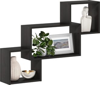 Furinno Rossi Interweave Wandhalterung, schwebend, dekoratives Regal, 3 St&uuml;ck, Espresso