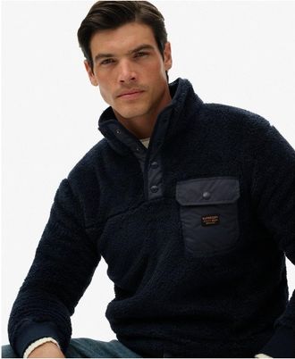Superdry Pull Henley en polaire &agrave; poil long
