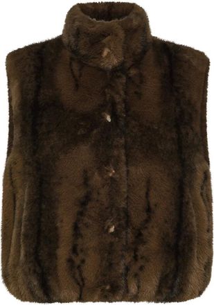Seventy Femme, Vestes, Brun, Taille: 46 FR Gilet Ecopelliccia Effetto Animalier