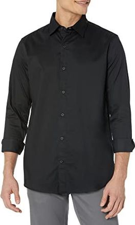 Amazon Essentials Chemise Habillée à Manches Longues, Extensible et Infroissable, Coupe Standard Homme, Noir, XXL