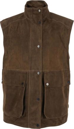 Brunello Cucinelli Femme, Vestes, Brun, Taille: 38 FR Monili-detail Front-Pocket Vest