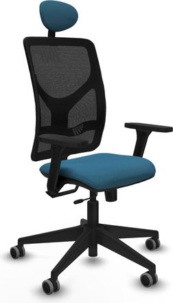 Piqueras y Crespo Schutzstuhl mit 3D-Armen, h&ouml;henverstellbarer Lendenwirbelst&uuml;tze und festem Kopfteil, ausgestattet mit Syncro/Traslack und Schneideschaum, Schwarz/Petr