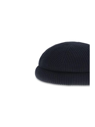 Loro Piana Womens Wool Beanie Hat Navy Blue (ovis Aries)