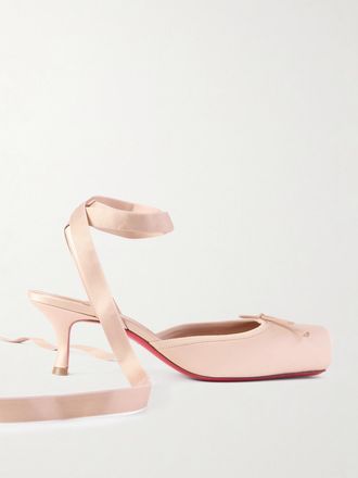 Christian Louboutin Escarpins En Satin &Agrave; Finitions En Gros-grain Et &Agrave; Noeuds Cassia 55 - Rose