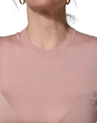 Dolce & Gabbana Womens Pink Sleeveless Cashmere Knitted Tank Top Silk