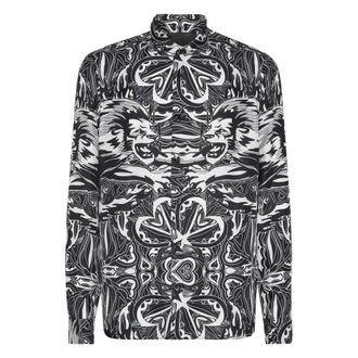 Philipp Plein Homme, Chemises, Noir, Taille: 4XL Dandy Lion Circus Silk Shirt