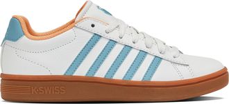 K-Swiss Damen Court TIEBREAK I Sneaker, Blanc/Milky Blue/Peach Cobbler/Gum, 39.5 EU