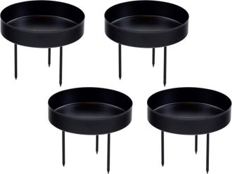 Matches 21 Kerzenteller 4er Set Metall Schwarz Ø 8,1 cm mit 3 Dornen - Adventskranz Kerzenhalter Stumpenkerzen
