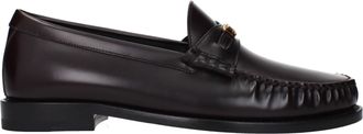 Celine C&eacute;line Triomphe Hommes Mocassins Cuir Rouge/Bourgogne