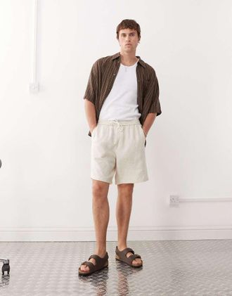 Weekday Short en lin - Beige-Neutre