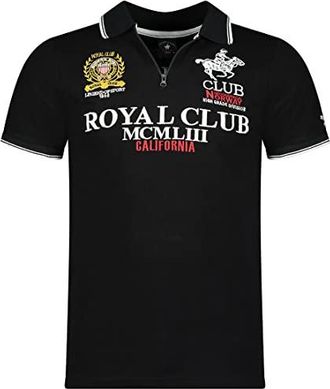 Geographical Norway Polo pour Homme Manches Courtes, Ouverture Demi-Zip, Broderies sur Poitrine, Manches et Dos, modèle KERATINNE, esxite en 5 Coloris,Black,M