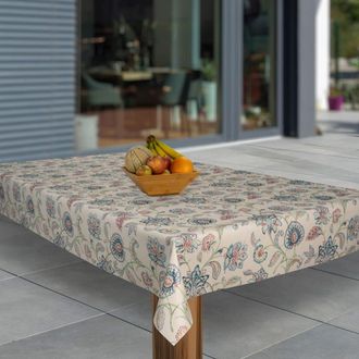 Laro Wachstuch-Tischdecke Abwaschbar Garten-Tischdecke Wachstischdecke PVC Plastik-Tischdecken Eckig Meterware Wasserabweisend Abwischbar |43|, Muster:Blum