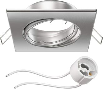 LEDs Com Deckeneinbaurahmen RIR Einbaurahmen chrom matt eckig schwenkbar (LED/Halogen/GU10/MR16/PAR16/50mm) inkl. GU10 Fassung
