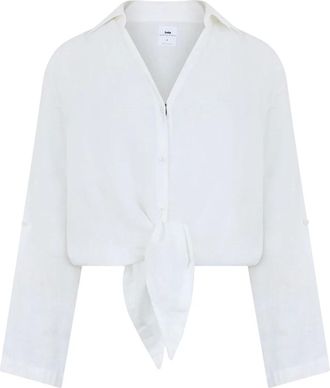Lois Femme, Blouses et Chemises, Blanc, Taille: 40 FR Chemise Courte en Lin