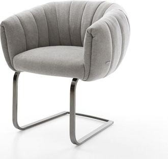 DELIFE Freischwinger Jada-Flex Strukturstoff Soft Grau Freischwinger flach Graphit Taschenfederkern, Esszimmerst&uuml;hle