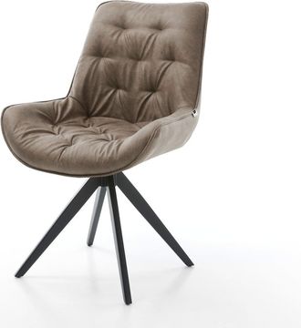 DELIFE Esszimmerstuhl Taimi-Flex Mikrofaser Taupe Vintage Kreuzgestell kantig Schwarz, Esszimmerstühle