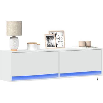 vidaXL Vidaxl - Meuble tv mural avec lumières led blanc 140x31x38 cm