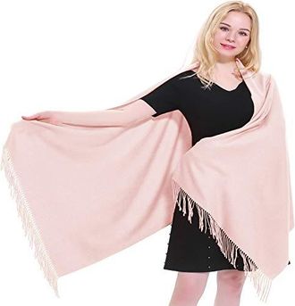 CJ Apparel Ch&acirc;le en cachemire rose clair, rose b&eacute;b&eacute;, 100% cachemire, &eacute;charpe pashmina, &eacute;tole, foulard, fait &agrave; la main au N&eacute;pal