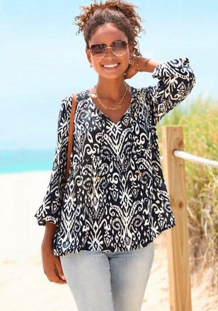 Vivance Langarmbluse mit Ballon&auml;rmeln, luftige Tunika mit lockerem Schnitt, Boho-Style