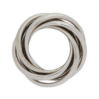 Jil Sander unisex, Accessoires, Gris, Taille: S Bague Multicouche Grav&eacute;e du Logo