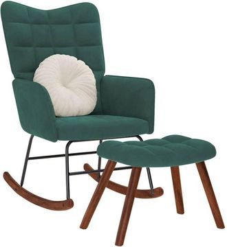 vidaXL Chaise à bascule avec repose-pied vert foncé velours - Vidaxl