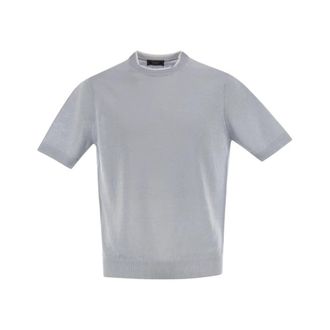 PESERICO Homme, Tops, Bleu, Taille: XL T-shirt en maille c&ocirc;tel&eacute;e
