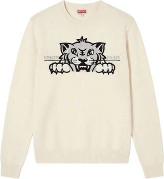 Kenzo Pull Happy Tiger - Femme - Pulls - Beige - Taille: 40 FR