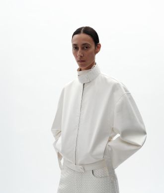 Bottega Veneta Blouson en cuir effet papier - Blanc - Femme - 36