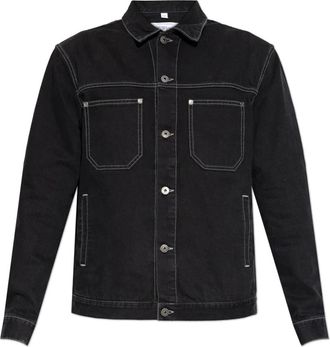 Off-white Homme, Vestes, Noir, Taille: XL Veste en Jean avec Poches