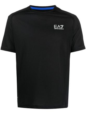 Emporio Armani EA7 T-Shirt aus Waffelstrick - Schwarz
