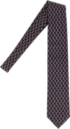 Brioni Paisley Silk Necktie - Navy