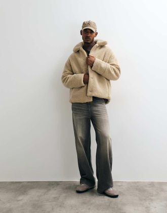Asos veste coach oversize en imitation peau de mouton couleur pierre-Neutre