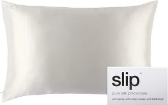 Slip 22 Momme Seidenkissenbezug in 51 x 76cm - aus 100% Maulbeer Seide, mit Reißverschluss, atmungsaktiv, ideal für Allergiker, Weiß