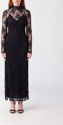 Aniye By Robe de soir&eacute;e longue en dentelle &agrave; col montant et manches longues