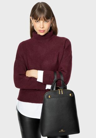 Wittchen Damen-Lederrucksack, trapezf&ouml;rmig, Schwarz, Naturleder