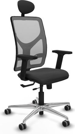 Piqueras y Crespo Hubstuhl mit 2D-Armlehnen, h&ouml;henverstellbarer Lendenwirbelst&uuml;tze und festem Kopfteil, ausgestattet mit Syncro/Traslack und Schneideschaum, Grau/Dunkel