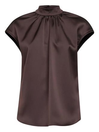 Blanca Vita gathered-collar top - Braun