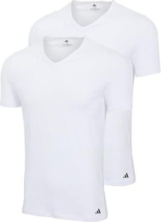 adidas Herren Unterwäsche V Neck Shirt (2pk) -Active Flex Cotton Tricot, Blanc-4am017, XL Hommes