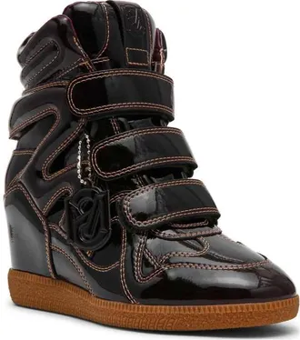 Steve Madden Mavis - Baskets compens&eacute;es - Marron verni-Rouge