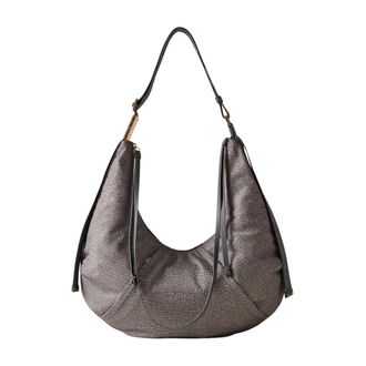 Borbonese Clay Grey Hobo Bag - - Bags - Damen - Grau - ONE SIZE