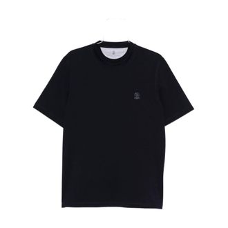 Brunello Cucinelli T-shirt en jersey avec logo - Homme - Tops - Bleu - Taille: S
